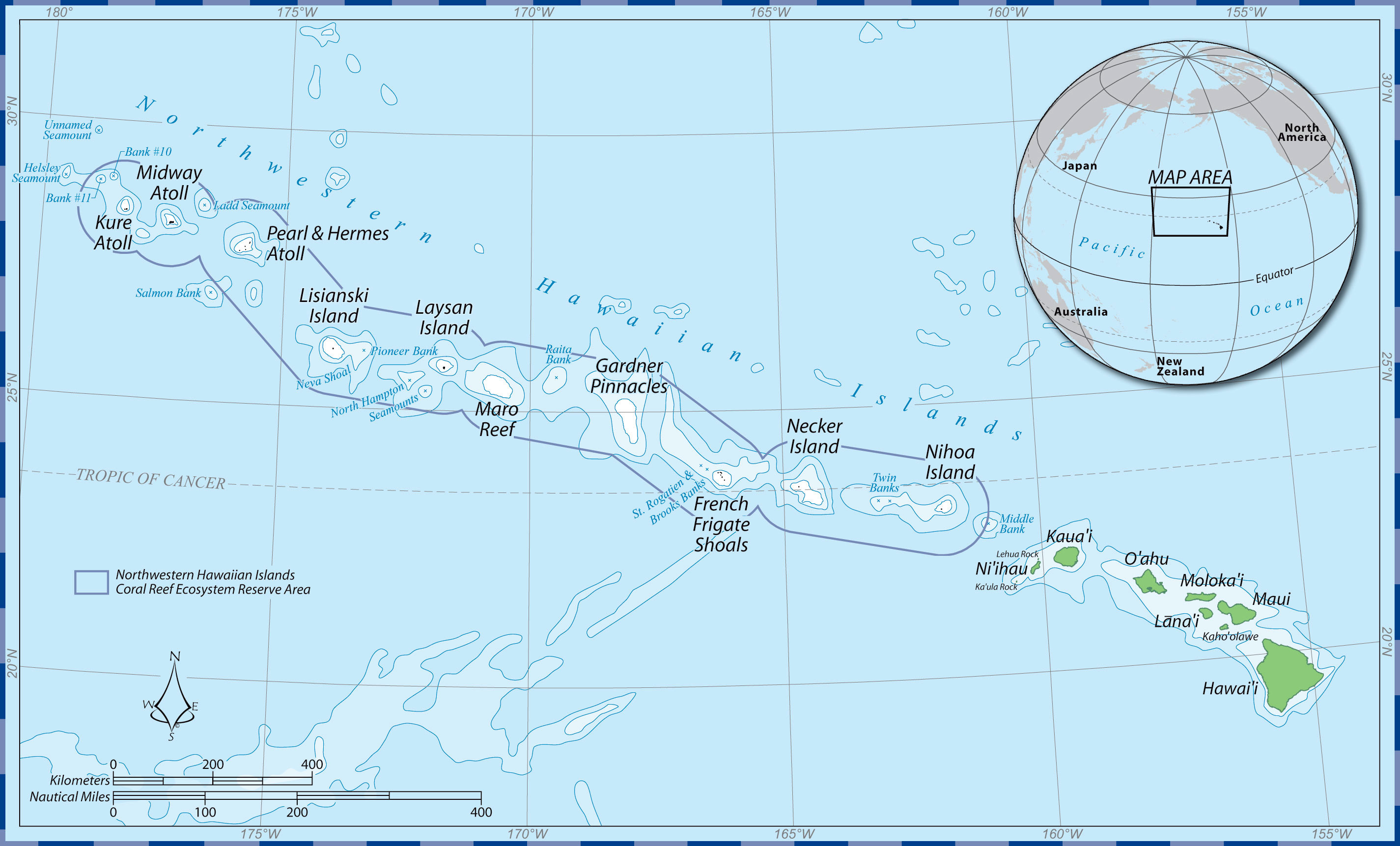 NOAA map of the Northwest Hawaiin Islands – NOAA Teacher at Sea Blog