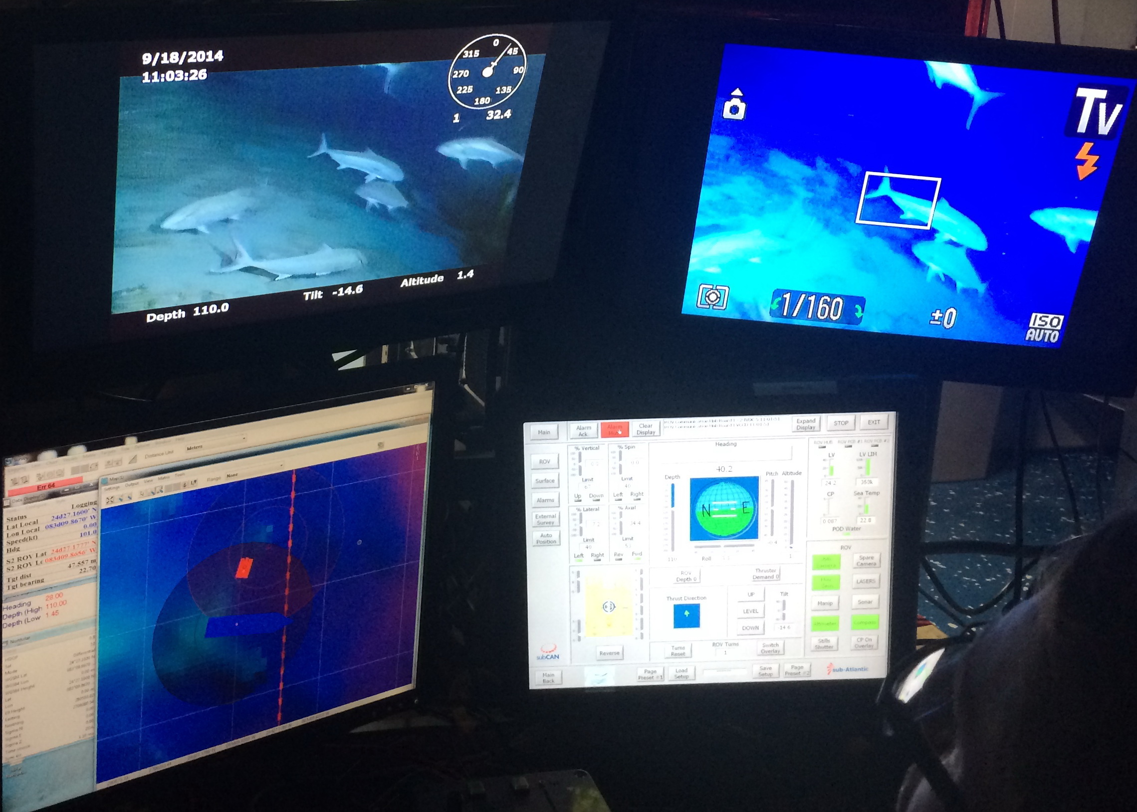 4 ROV pilot monitors – NOAA Teacher at Sea Blog